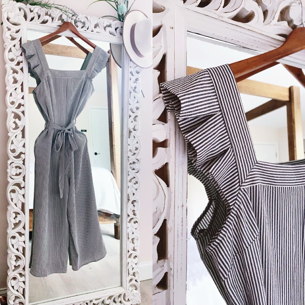 Monteau Striped One Piece Jumpsuit - Gem